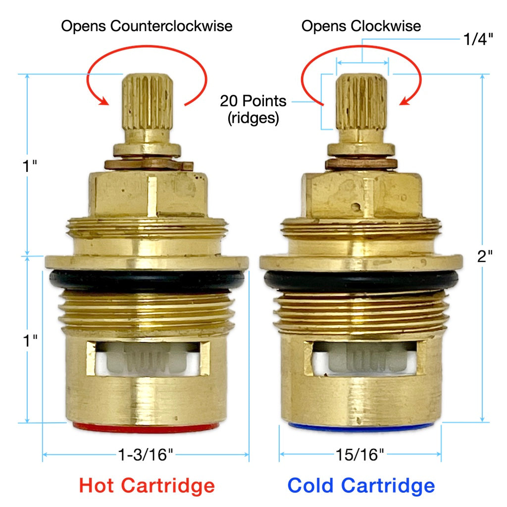 Bundle of 3/4" Roman Tub Cartridge (90 Degree Turn) Hot and Cold 20 Po ...