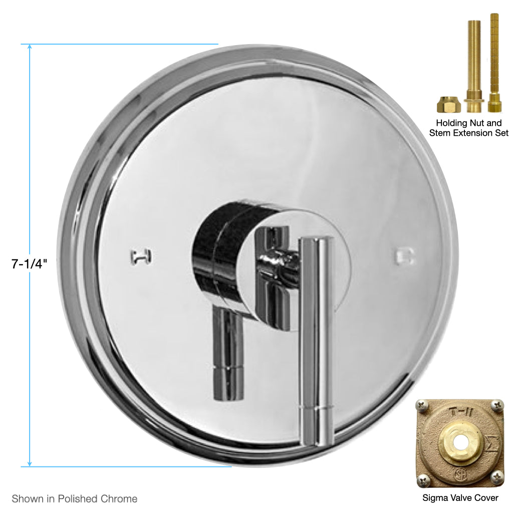 Trim for Shower Valve with no Diverter with Palermo Handle for Non-Sig ...