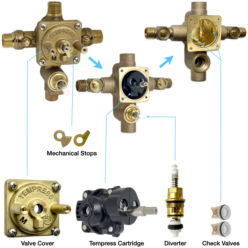 Tempress Pressure Balancing Valve with Diverter TVD – Sigma Faucet Parts